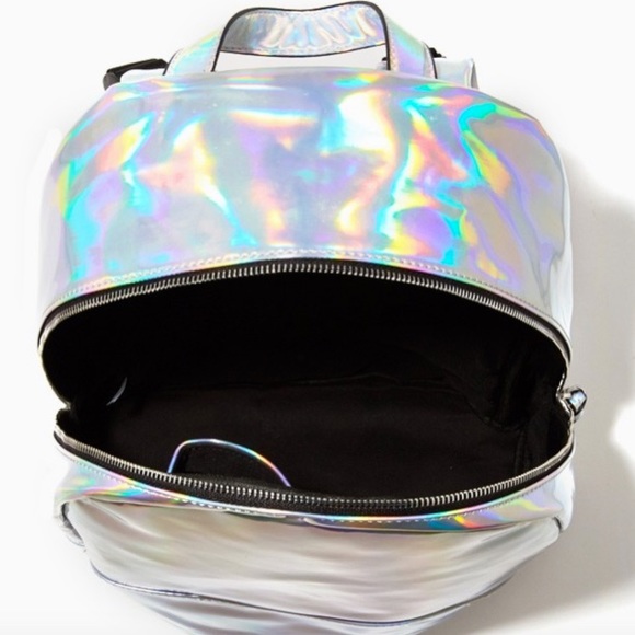 Charming Charlie | Bags | Large Iridescent Holo Holographic Backpack ...